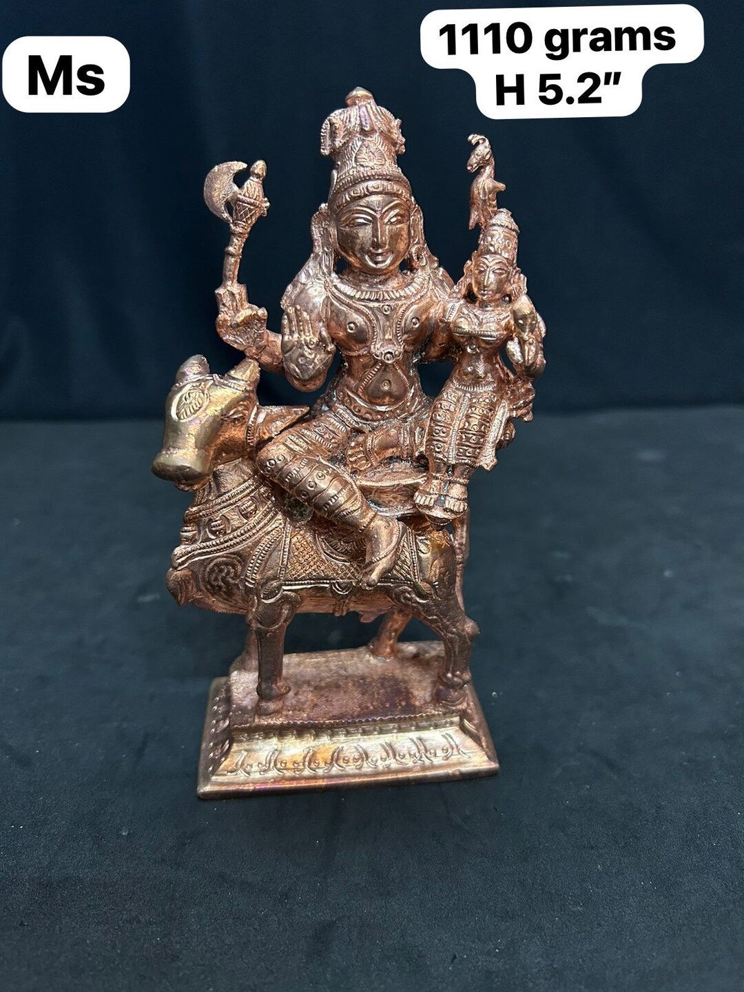 Copper Casted Vrushabharoodha Shiva Parvati , Pradosha Moorthy - Etsy