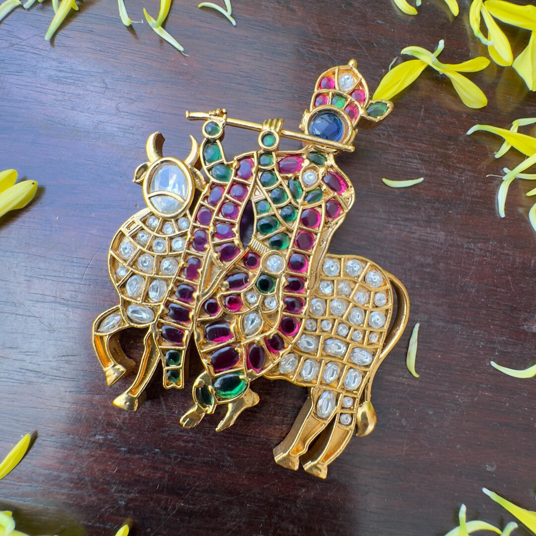 Panchaloha Made Gold Plated Padakam of Gopala Krishna - Etsy