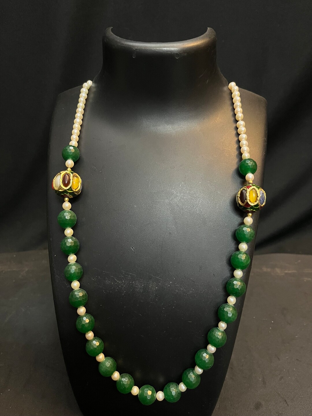 Vintage Green Stone Mala for Decoration - Etsy