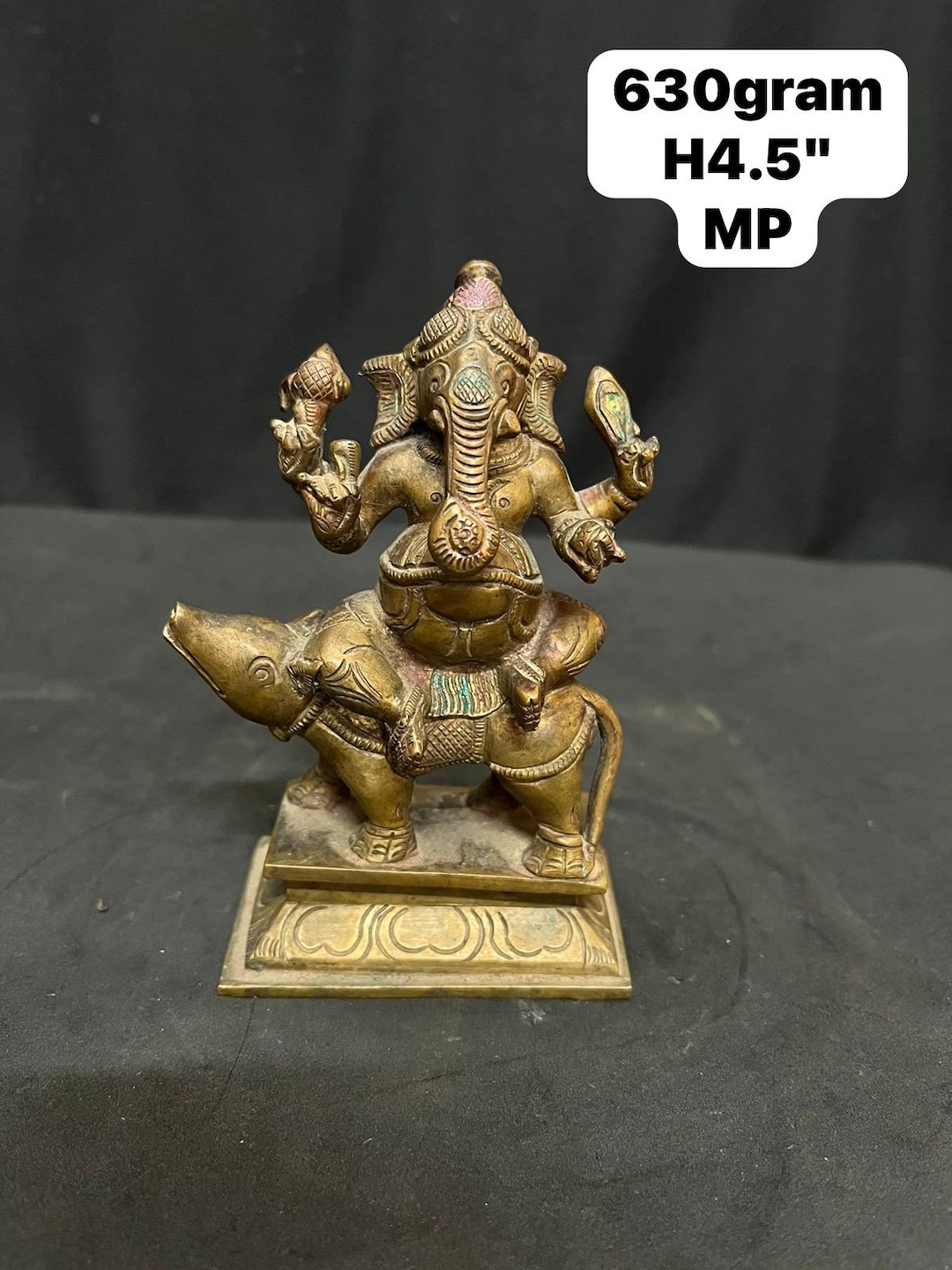 Vintage Bronze Made Ganesha Idol Riding Mooshika Rat - Etsy