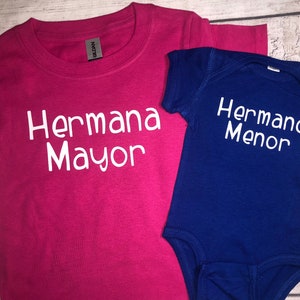 Hermana Mayor - Hermano Menor - Spanish Baby Gift - Sibling Shirts ...