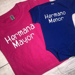 Hermana Mayor - Hermano Menor - Spanish Baby Gift - Sibling Shirts ...
