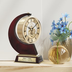 Custom Engraved Gold Gear Wedding Anniversary Clock Retirement Birthday ...