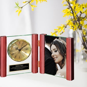 Personalized Desk Clock 4x6 Picture Frame Table Custom Photo Plaque ...