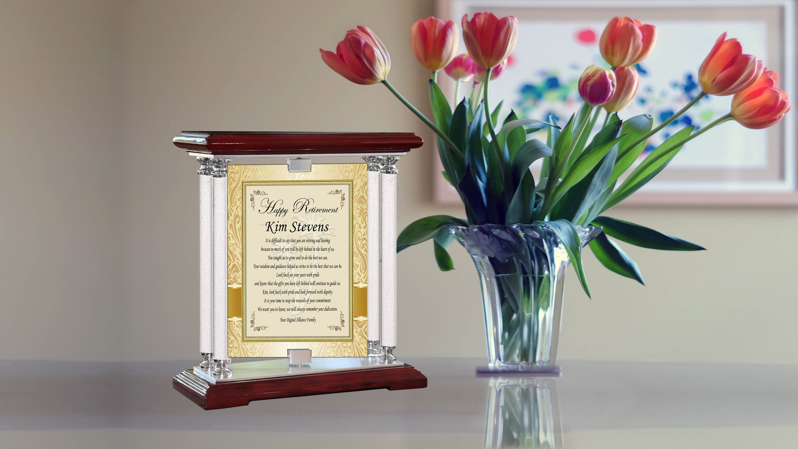 Unique Retirement Plaque Desk Swiveling Personalize Congratulation ...