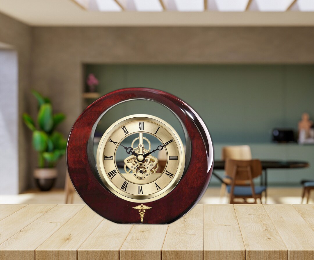 Medical School Student Graduation Caduceus Logo Round Wood Moon Clock ...