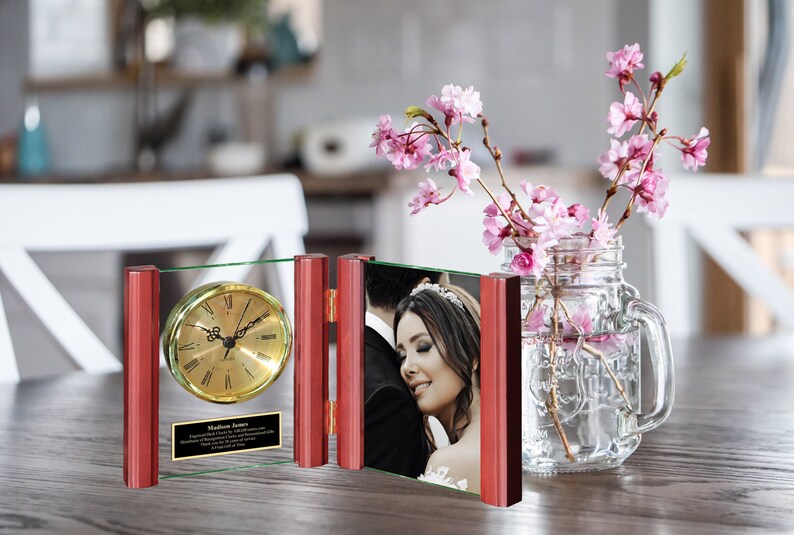 Personalized Desk Clock 4x6 Picture Frame Table Custom Photo Plaque ...