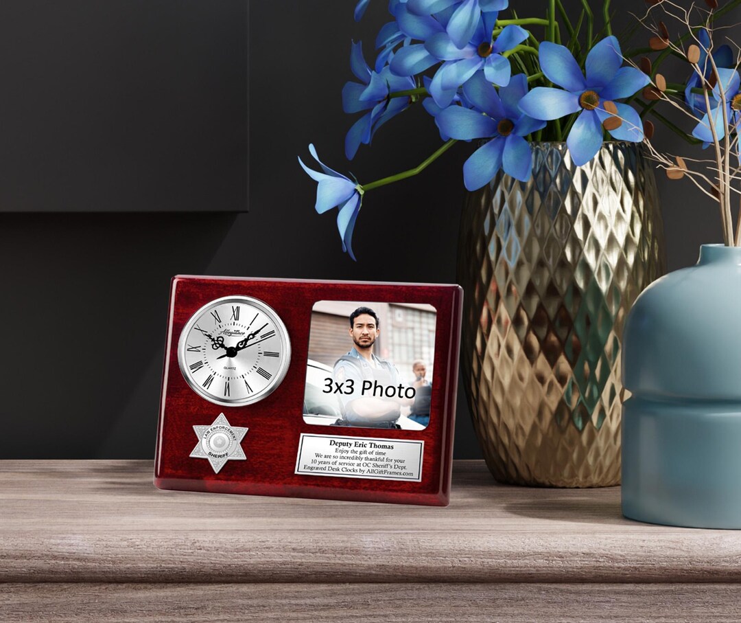 Deputy Sheriff Engrave Desk Picture Frame Silver Clock Law Enforcement ...