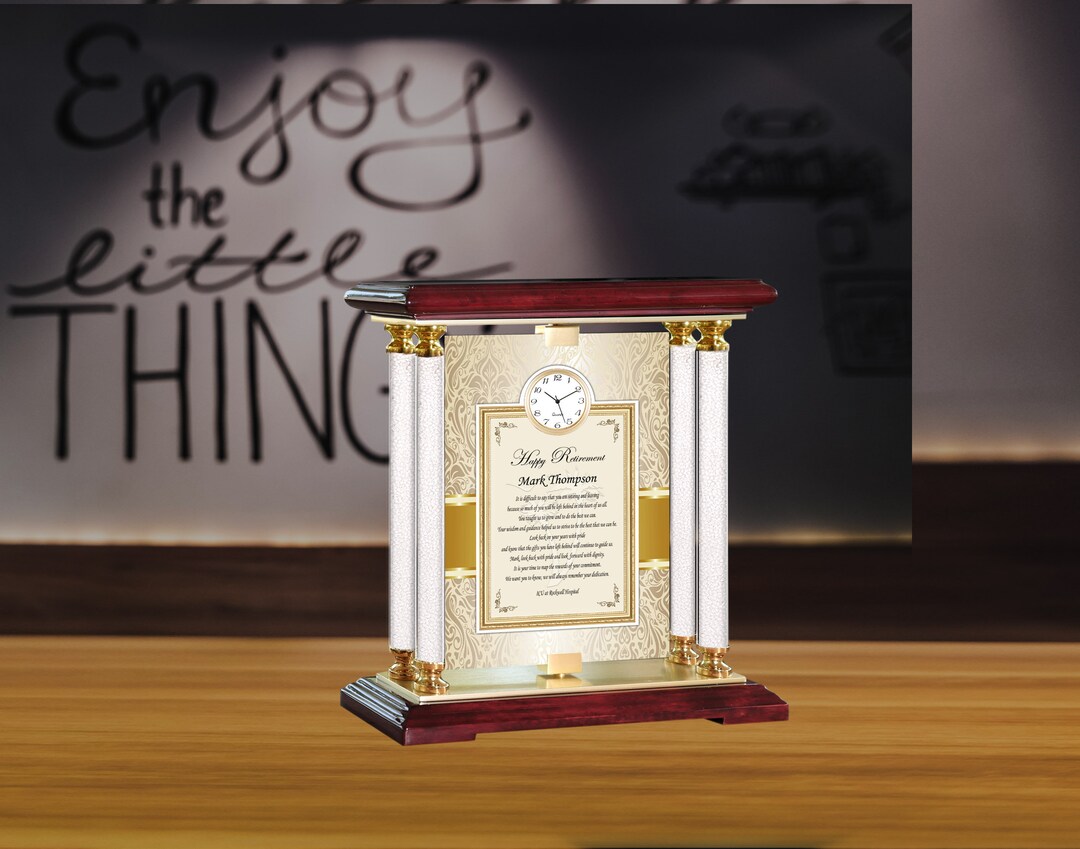 Engraved Clocks Corporate Gifts Personalized Desk Rotating Glass Accent ...