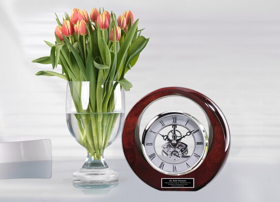 Personalized Lunar Desk Clock Design Black See Through Gear | Etsy