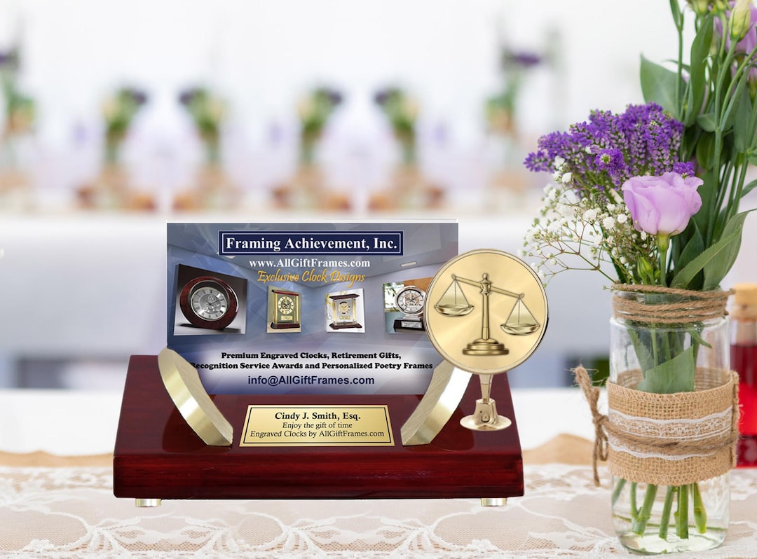 Law School Graduation Gift Engrave Business Card Holder Lawyer Desk ...