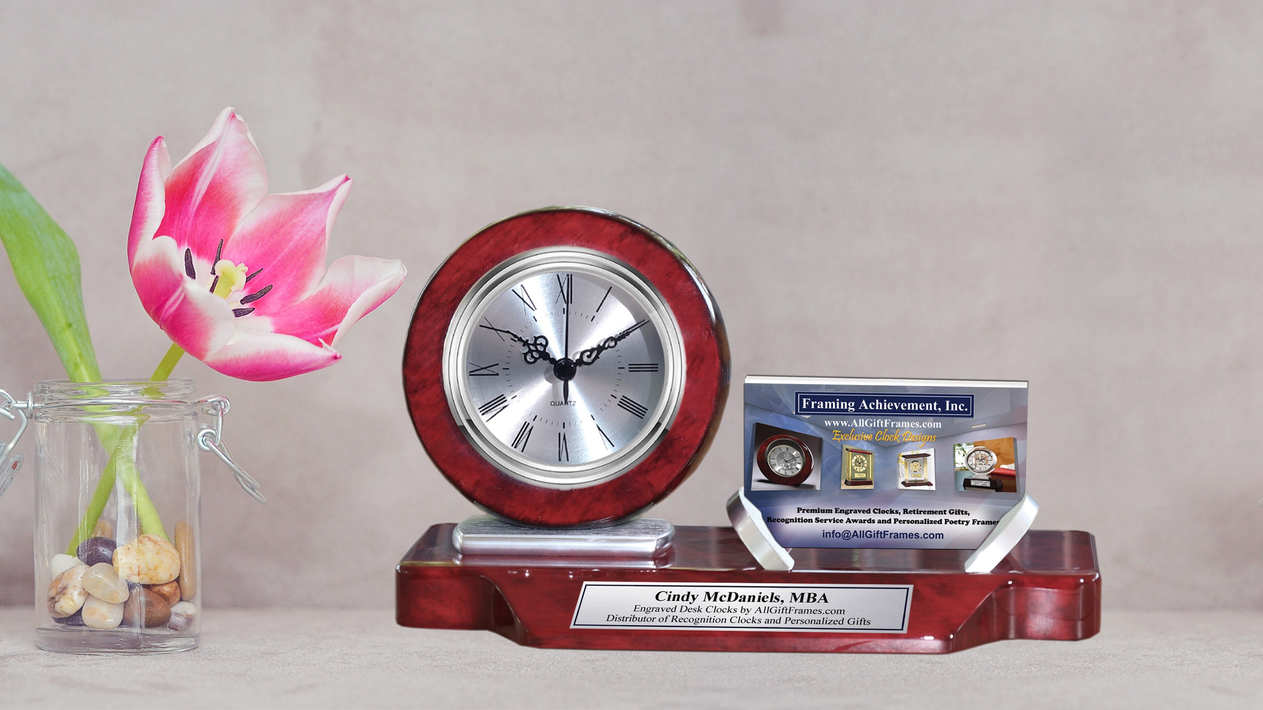 Engravable Name Plate Engraved Desk Clock Custom Nameplate Etching ...