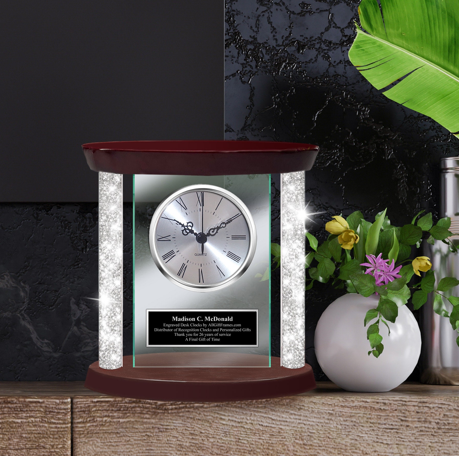 Personalized Clock Diamond Bliss Gift Appreciation Award Corporate ...