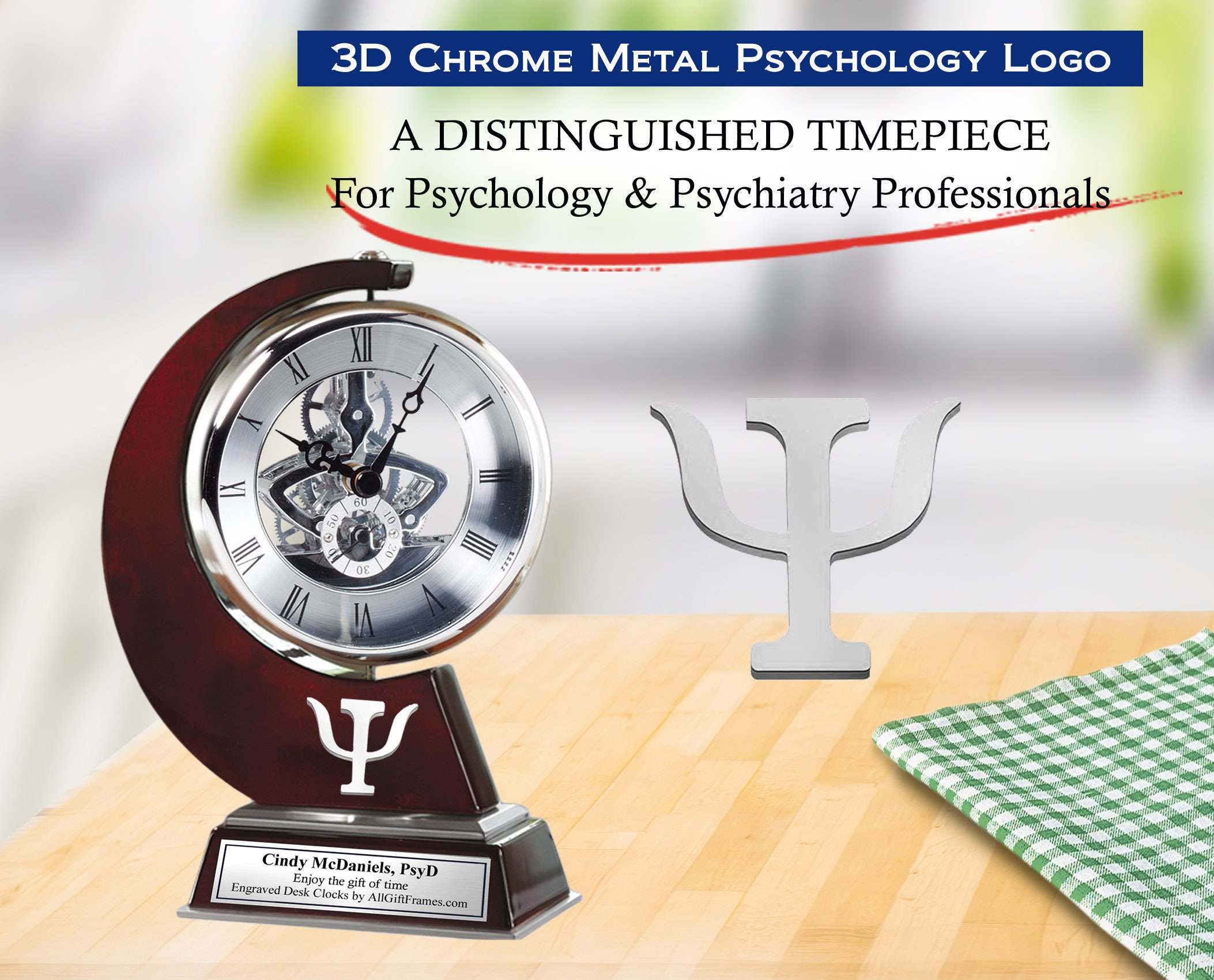 Psychology Logo Large Quartz Gear Desk Clock Rotate 360 Degree ...