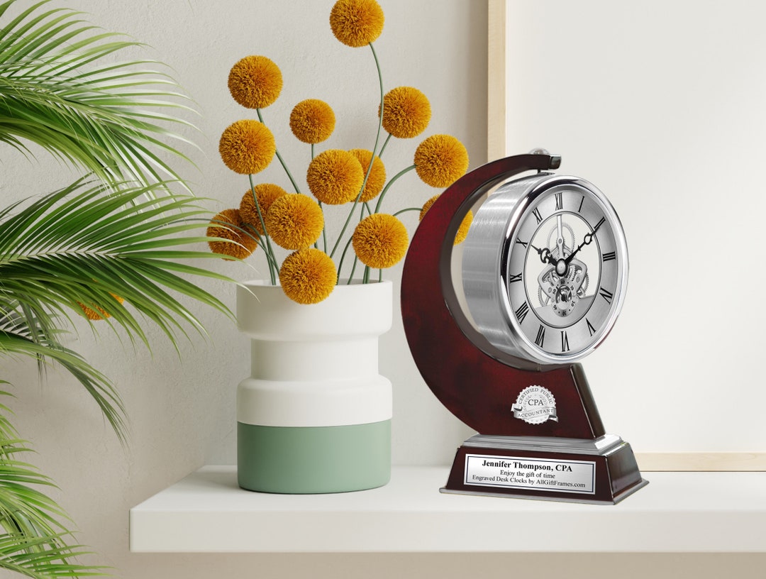 CPA Logo Large Quartz Gear Desk Clock Rotate Thank You Certified Public ...