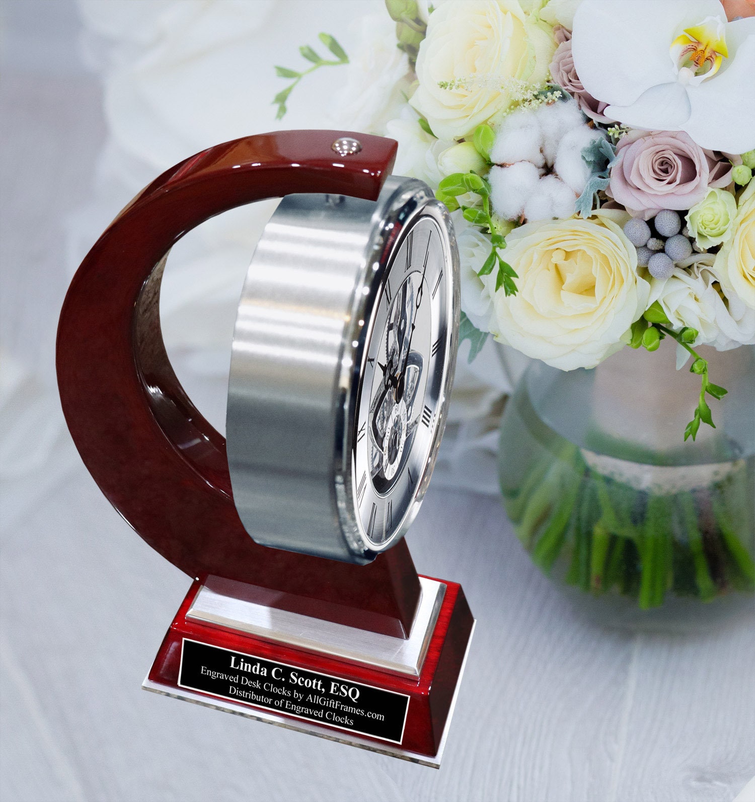 Luxurious Rotating Engineering Gear Display Desk Clock Aluminum Metal ...