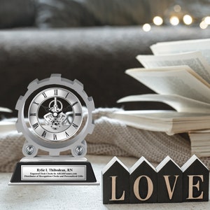 Engrave Table Desk Clock Mantel Engineer Gear Display Thank You ...