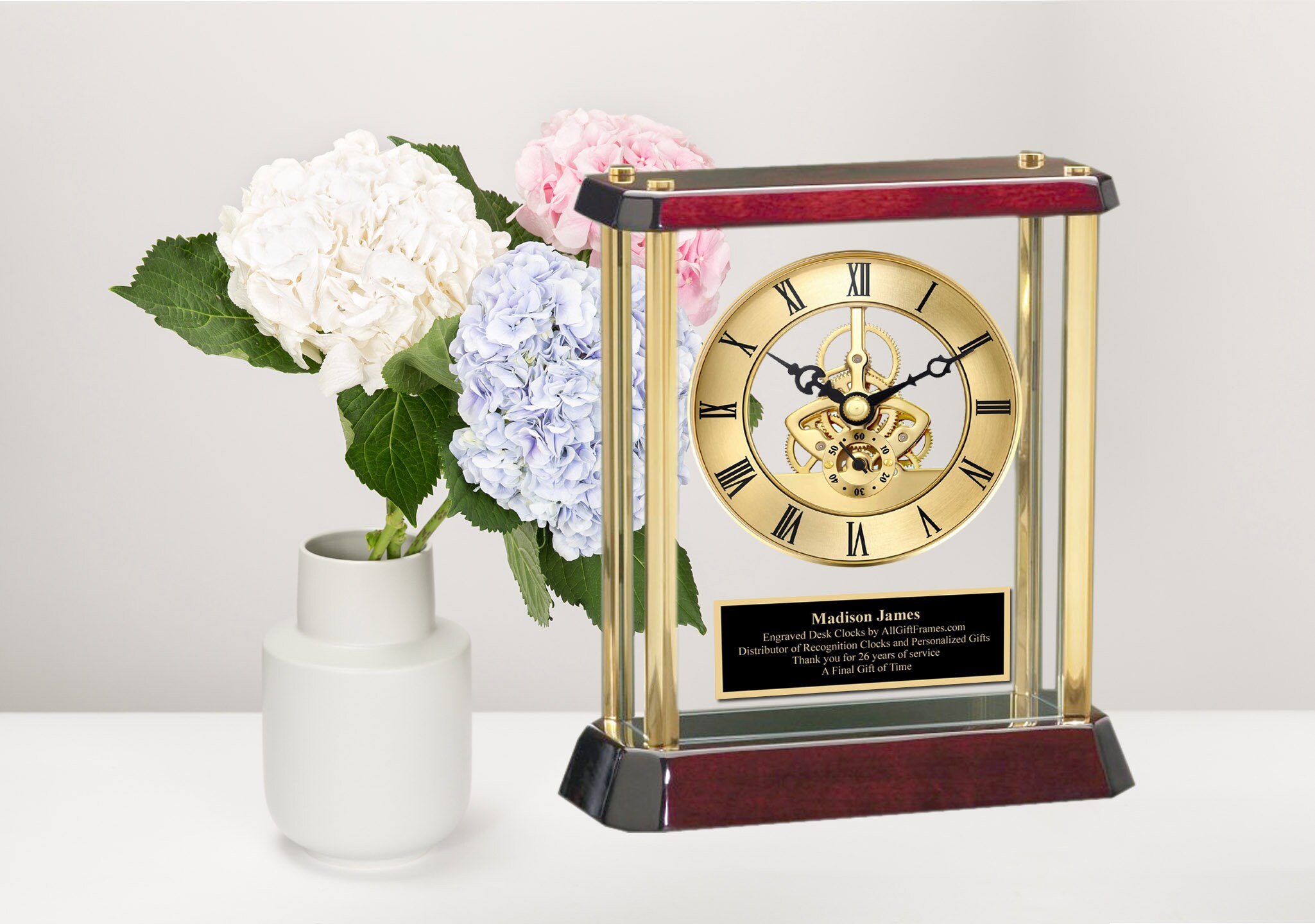 Personalized Gold Engraved Coworker Gifts Award Table Clocks Executive ...