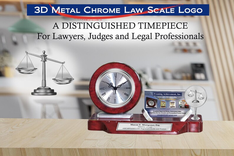 Engrave Law Gift Desk Clock With Business Card Holder for Attorney Law ...