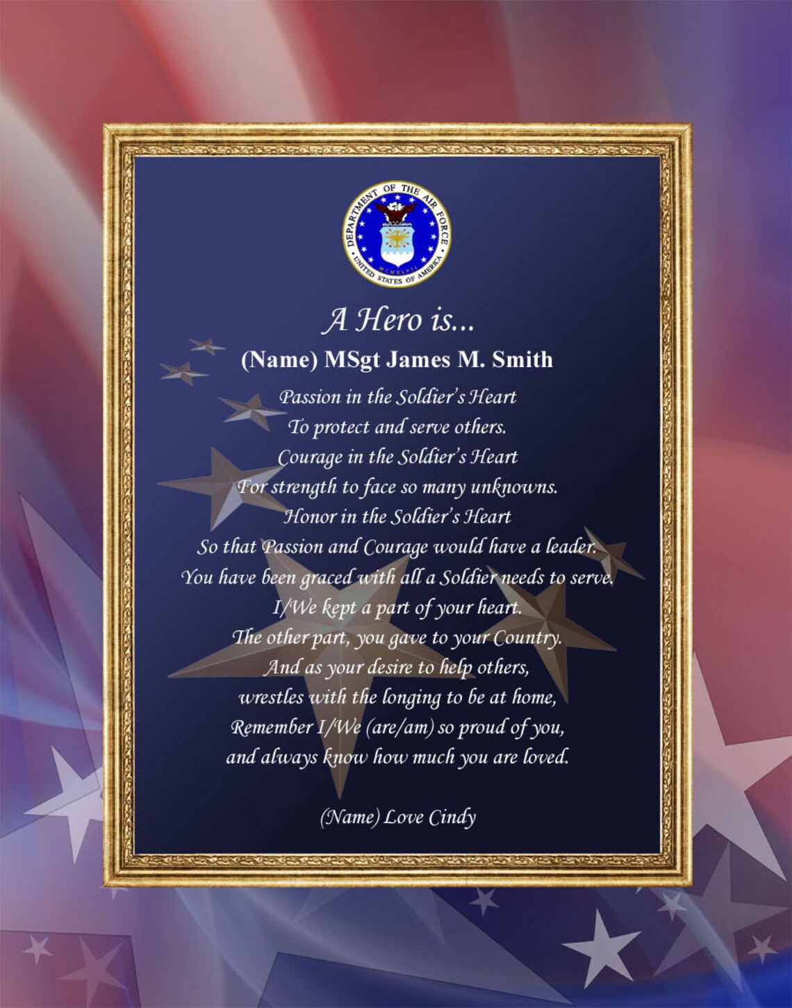 Air Force Gift Military Retirement USAF Honorable Discharge Going Away ...