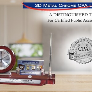 Personalized Nameplate CPA Desk Clock Promotion Gift Business Card ...