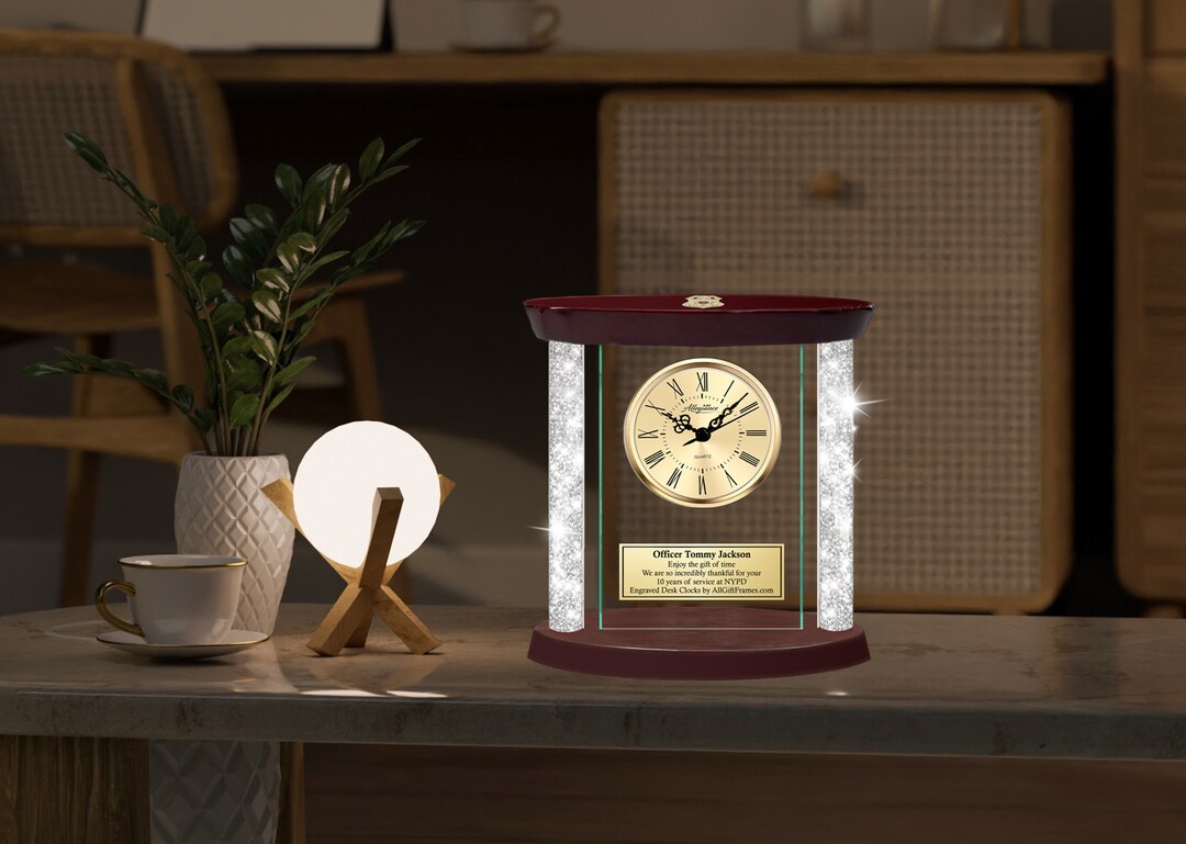 Police Department Office Desk Clock Luxury Officer Home Decor Diamond ...