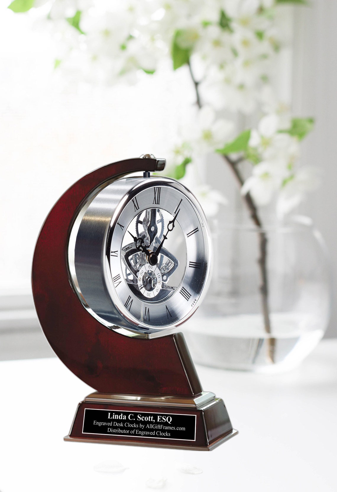 Luxurious Rotating Engineering Gear Display Desk Clock Aluminum Metal ...