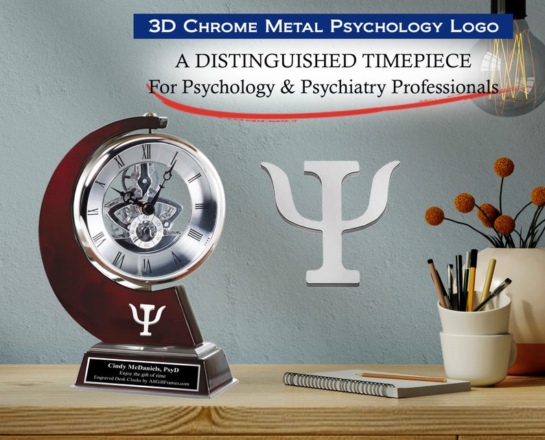 Psychology Logo Large Quartz Gear Desk Clock Rotate 360 Degree ...
