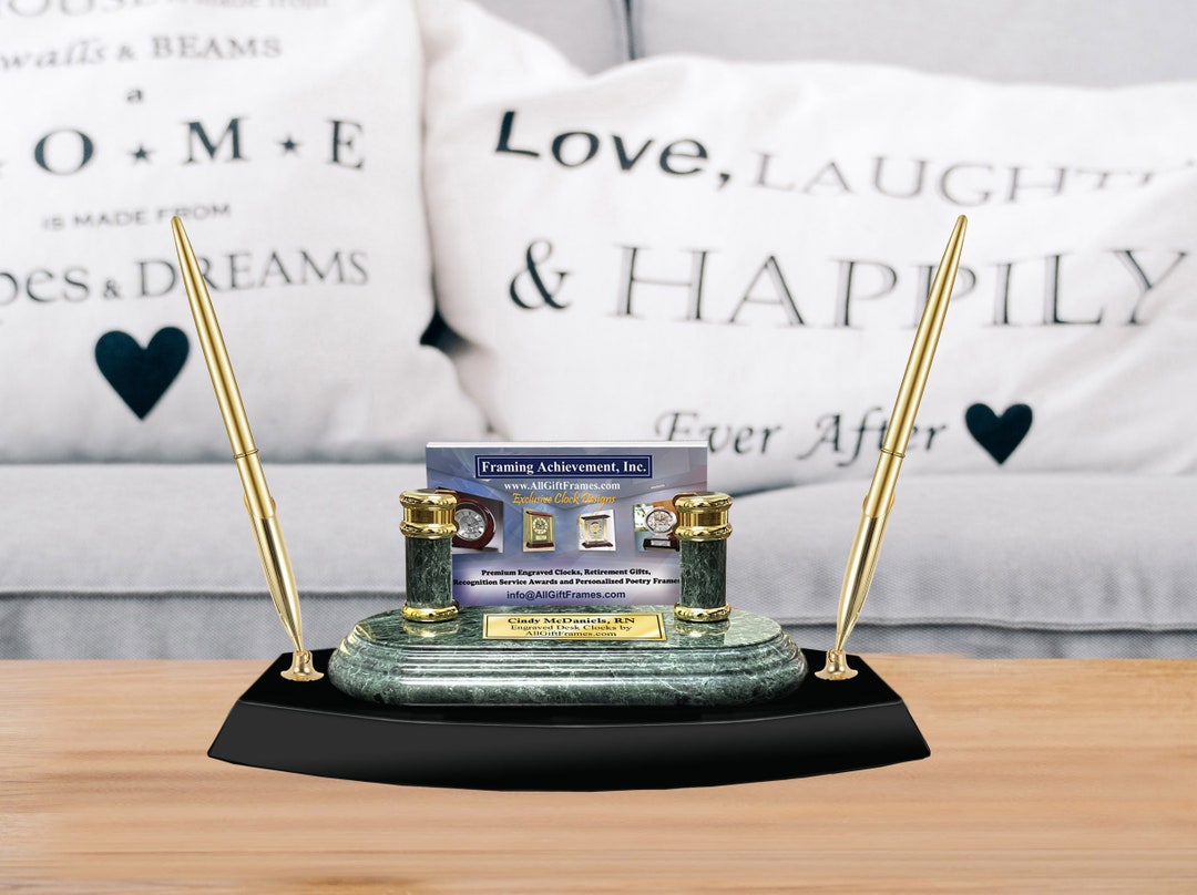 Two Pen Desk Set Office Business Card Holder Unique Modern Luxury ...