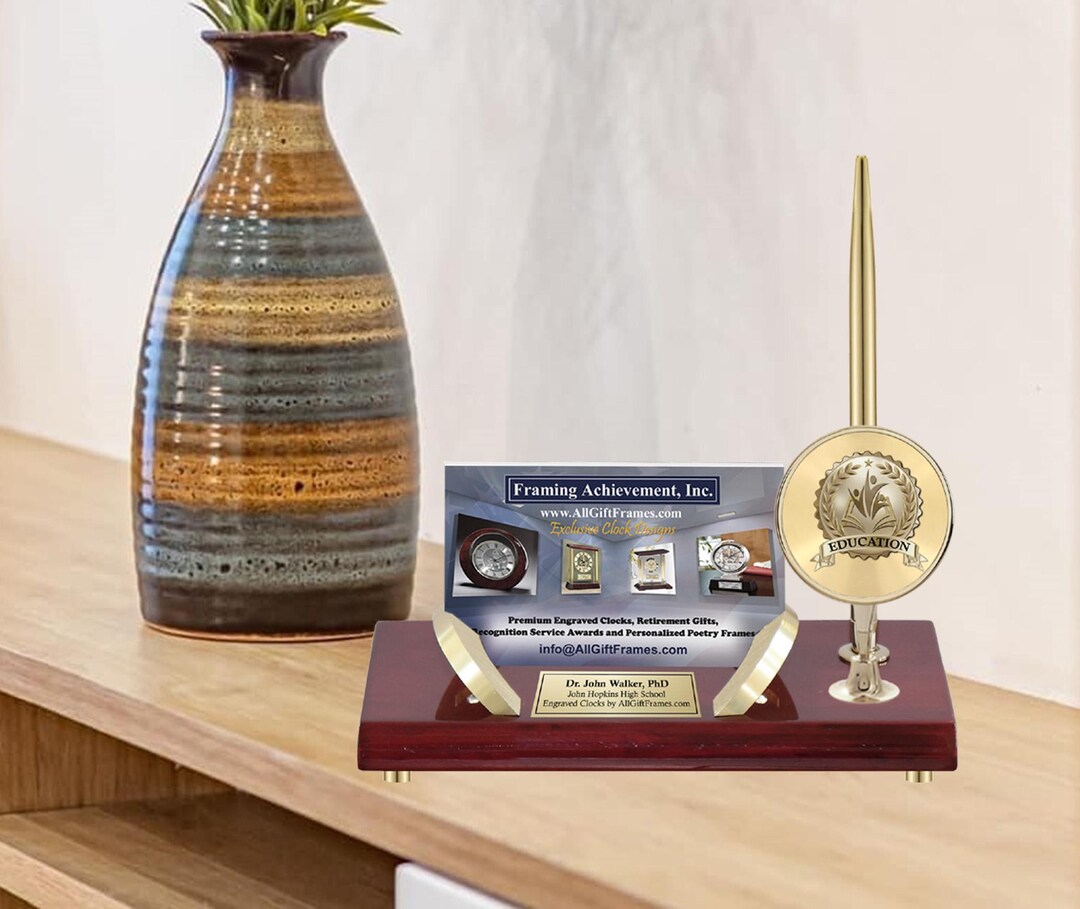 Teacher Educator Engrave Desk Pen Congratulation Education Logo Service ...