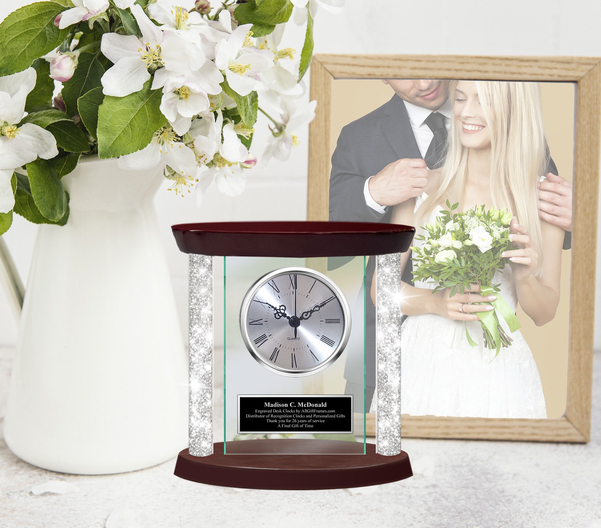 Personalized Clock Diamond Bliss Gift Appreciation Award Corporate ...