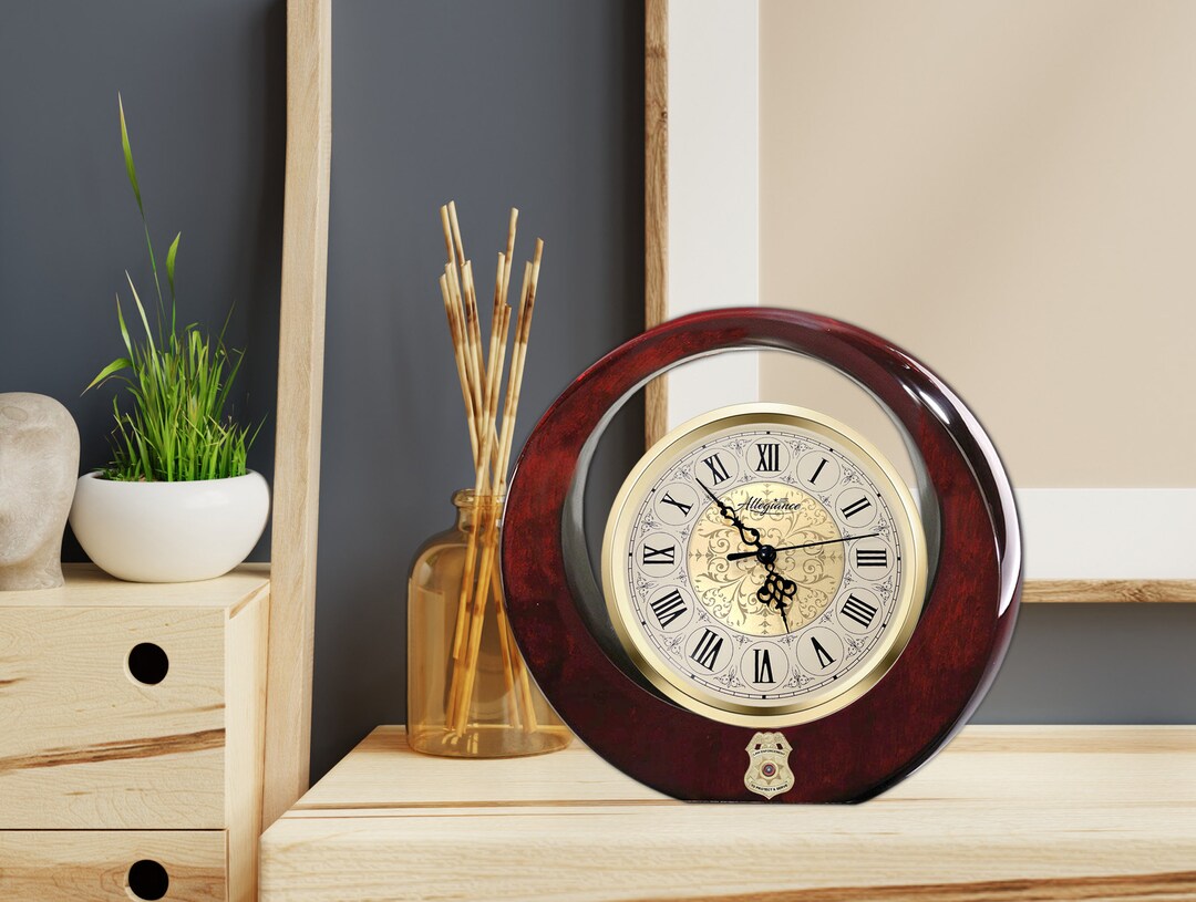 Police Logo Gold Metallic Design Element Desk Clock Police Officer ...