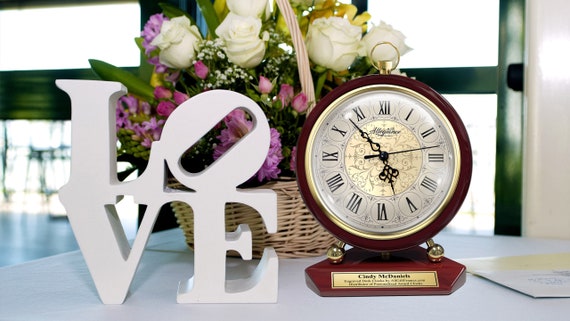 Engrave Shelf Gold Large Clock Anniversary Mantel Table Clocks - Etsy