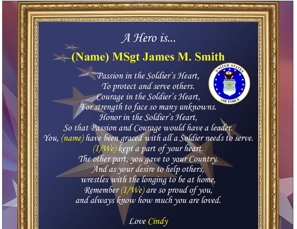Military Gift USAF Plaque Poem for Retirement Discharge Going Away ...