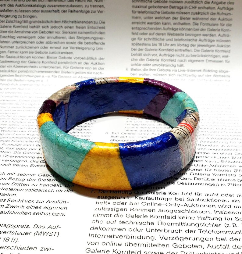 Paper Collage Bangle Bracelet, Gallery Art Jewelry, Mother's Day Gift ...