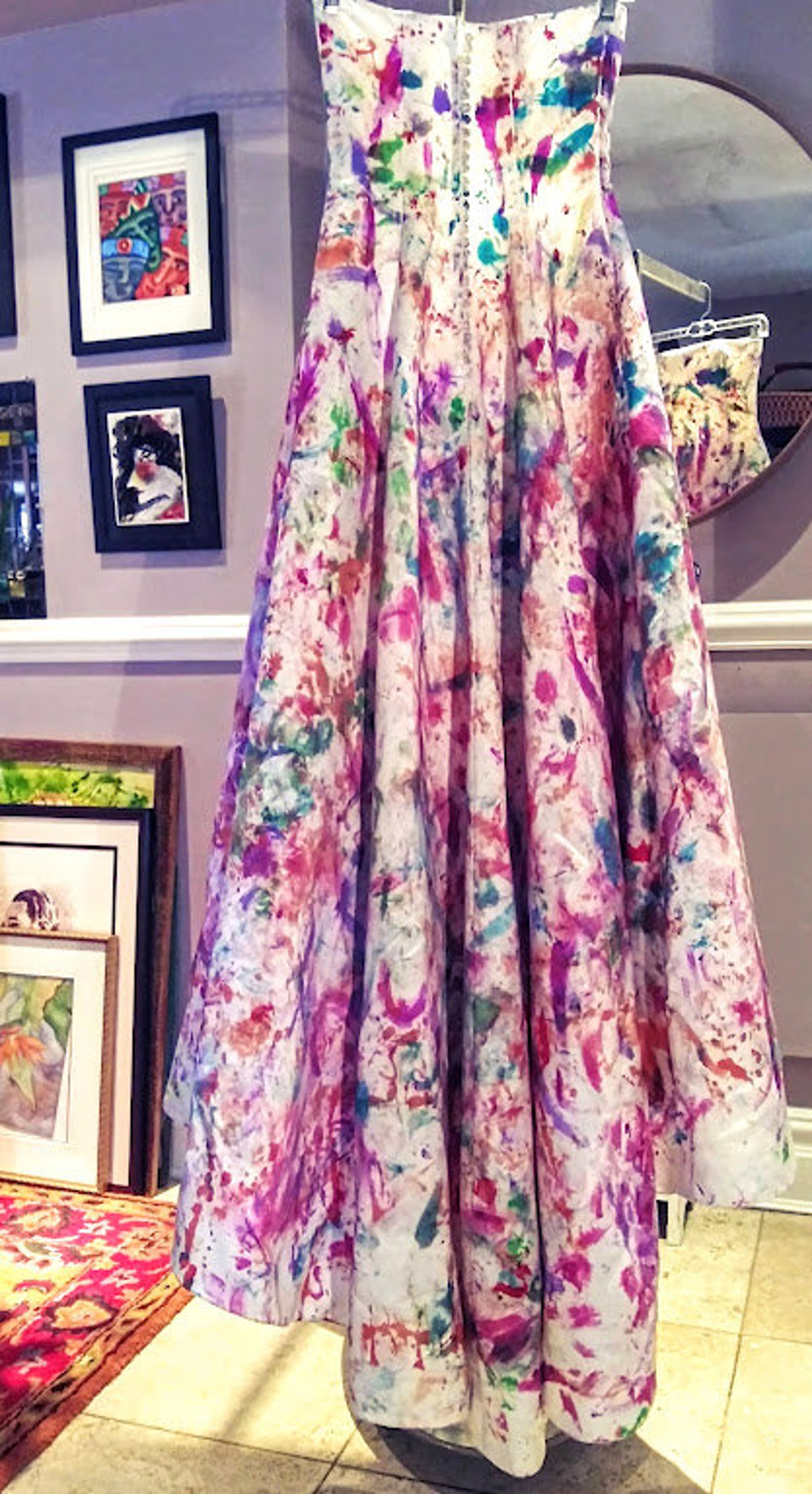 Hand Painted Wedding Dress, Boho Ball Gown, Trash the Dress, Upcycled ...