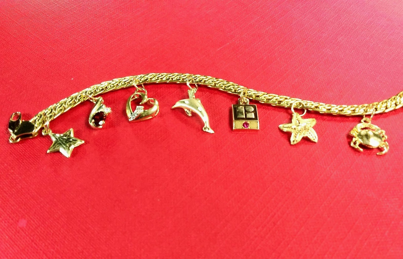 Solid Gold, Vintage Charm Bracelet, Classic 14k Gold Charm Bracelet, 13 ...