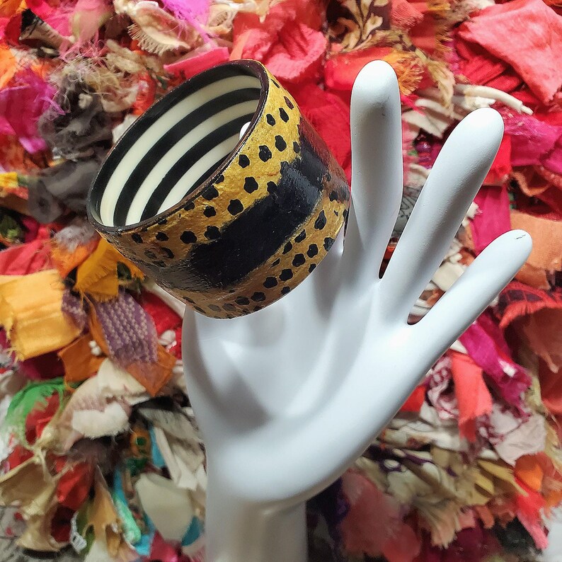 Upcycled Paper Bracelet, Designer Bracelet, Animal Print Paper Cuff ...