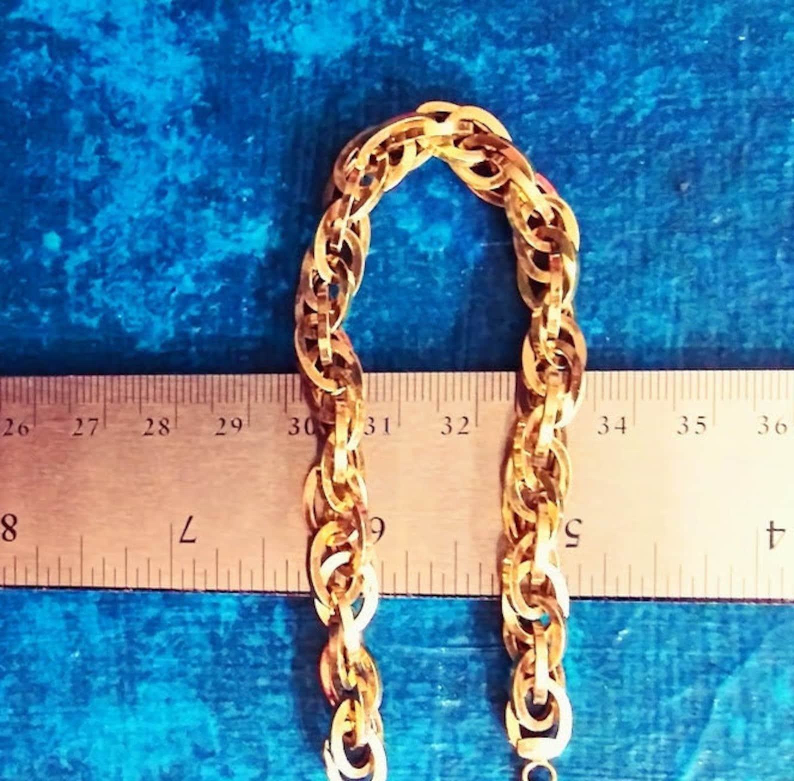 Vintage Gold Gold Chain, Milor Italy, 14K Yellow Gold Bracelet, Double ...