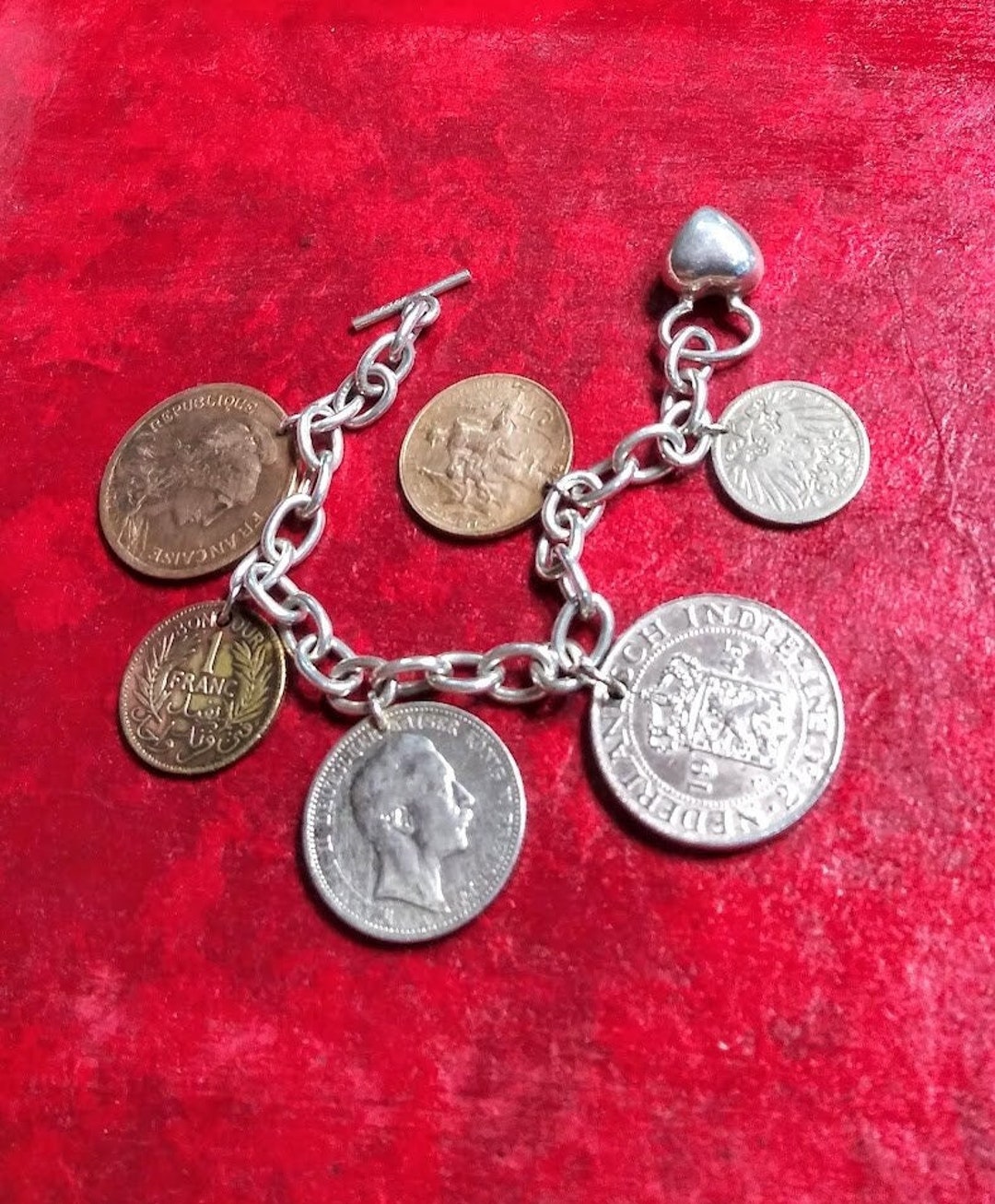 Rare Vintage Coin Bracelet, Sterling Silver Bracelet, Rare European ...