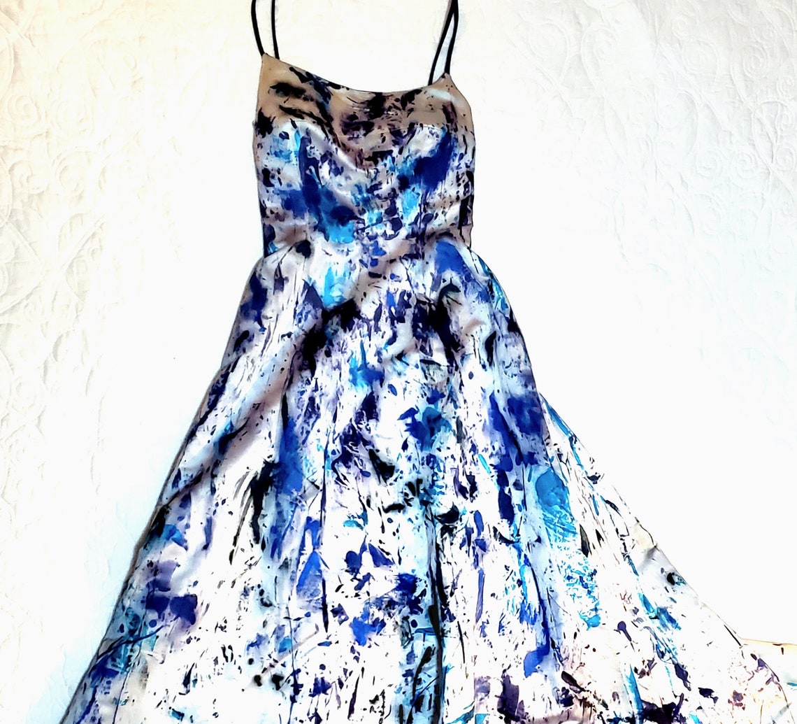 Hand Painted Wedding Dress, Boho Wedding Dress, Designer Gown, One of a ...