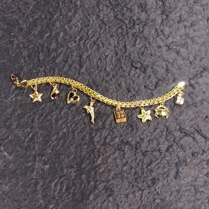 Solid Gold, Vintage Charm Bracelet, Classic 14k Gold Charm Bracelet, 13 ...