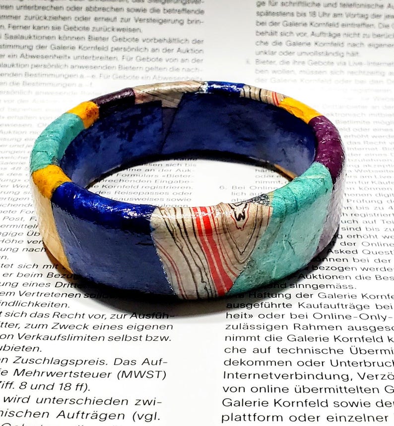 Paper Collage Bangle Bracelet, Gallery Art Jewelry, Mother's Day Gift ...