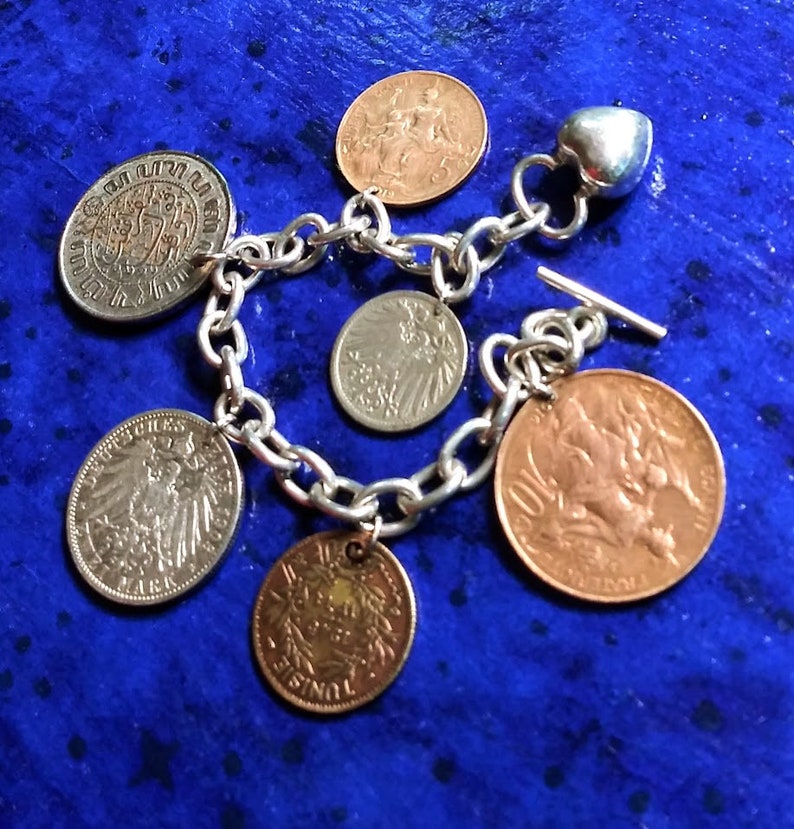 Rare Vintage Coin Bracelet, Sterling Silver Bracelet, Rare European ...