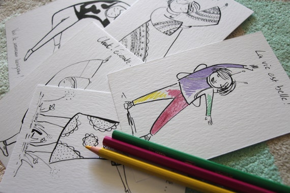 Artist's Coloring Cards - Etsy