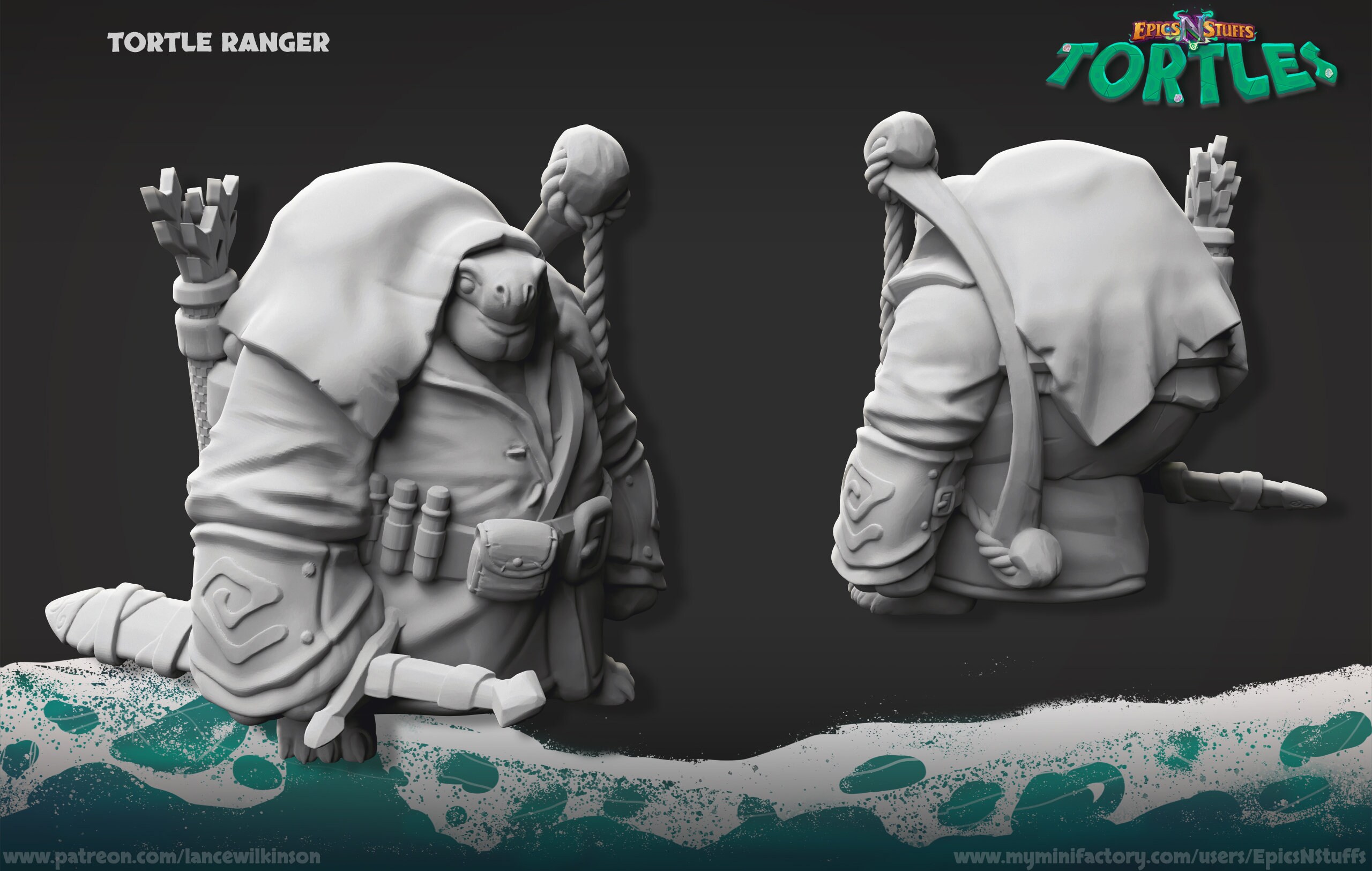 Tortle Ranger 3D Printed Dungeons and Dragons Miniature | Etsy