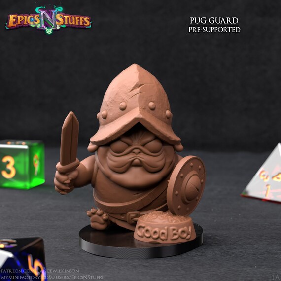 Pug Guard 1A 3D Printed Dungeons and Dragons Miniature - Etsy