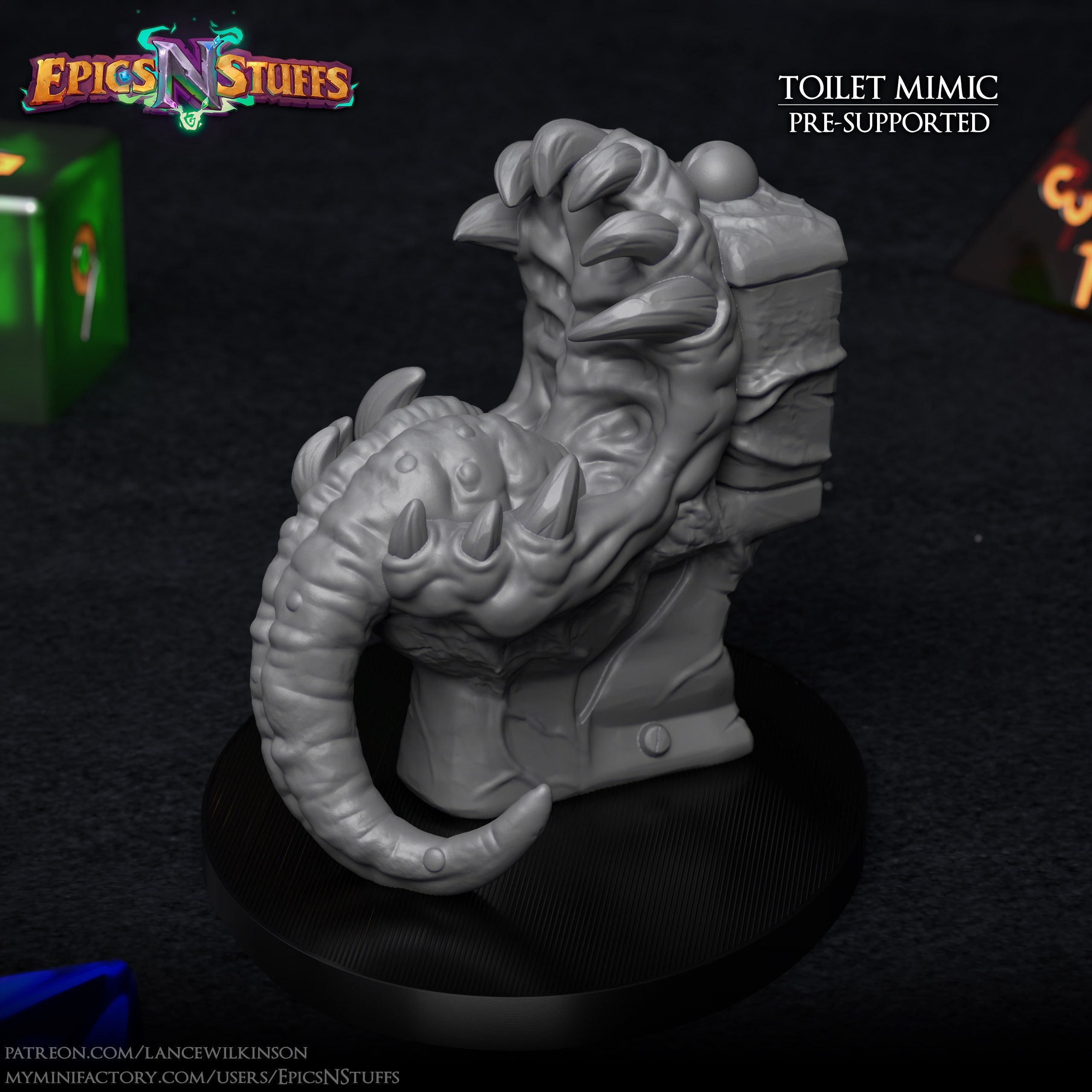Toilet Mimic 3D Printed Dungeons and Dragons Miniature - Etsy