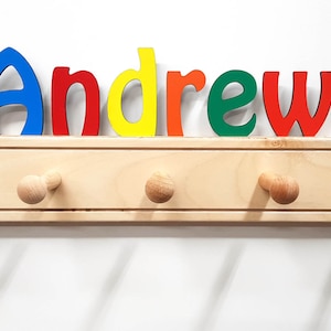 Colorful Kids Coat Rack With Personalized Name - Fast Delivery - Etsy