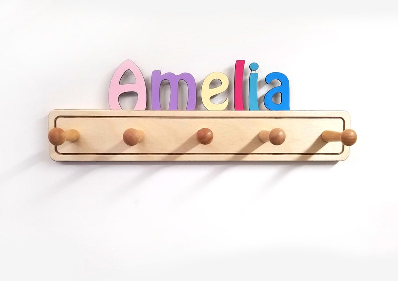 Colorful Kids Coat Rack With Personalized Name Fast Delivery - Etsy